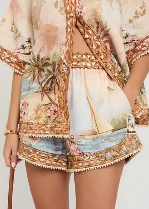 Zimmermann Mahon Printed Linen Shorts - Multicoloured