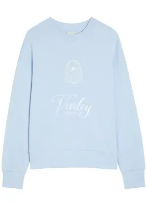 Varley Embroidered Stretch-jersey Crewneck Sweatshirt - Light Blue