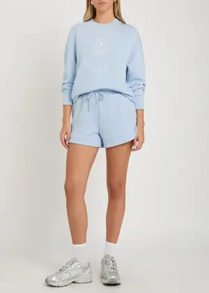 Varley Embroidered Stretch-jersey Crewneck Sweatshirt - Light Blue