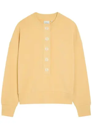Varley Reena Button-down Stretch-jersey Sweatshirt - Yellow