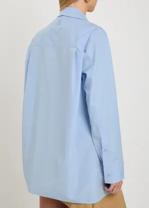 Loewe Pleated Cotton-poplin Shirt - Light Blue