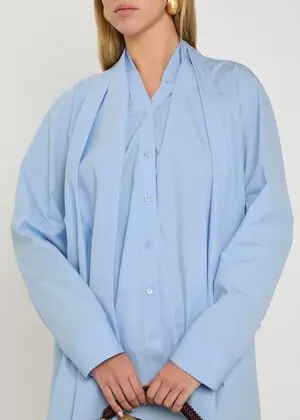 Loewe Pleated Cotton-poplin Shirt - Light Blue