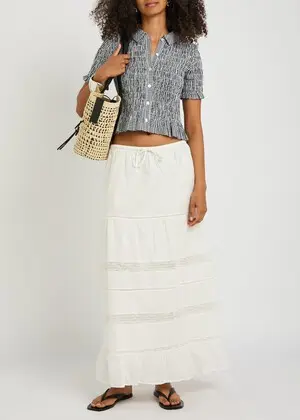 Rails Alton Smocked Gingham Cotton-poplin Shirt
