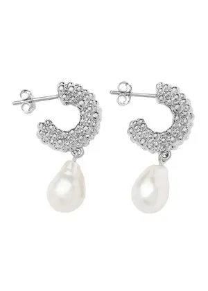 MISSOMA Plated Hoop Earrings With Freshwater Pearl Drop - Silver