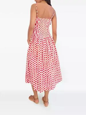 Cara Cara Rahi Ruched Polka-dot Midi Dress