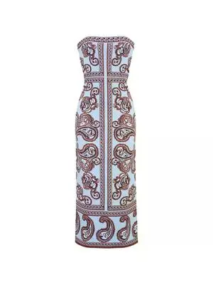 Cara Cara Strapless Paisley Print Midi Dress - Blue