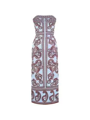 Cara Cara Strapless Paisley Print Midi Dress