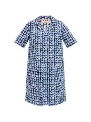 Marni Geometric Print V-neck Mini Dress