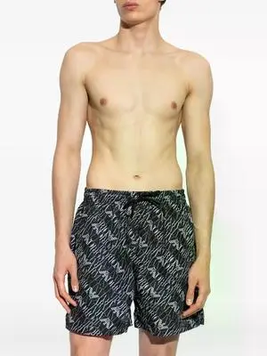 Emporio Armani Logo Print Drawstring Swim Shorts
