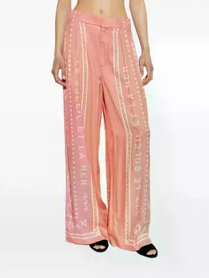 Balmain Slogan Print Palazzo Pants