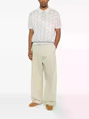 Drole De Monsieur Monogram-knit Striped-trim Polo Shirt