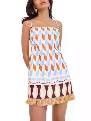 Cara Cara Valencia Fringe-trim Mini Dress