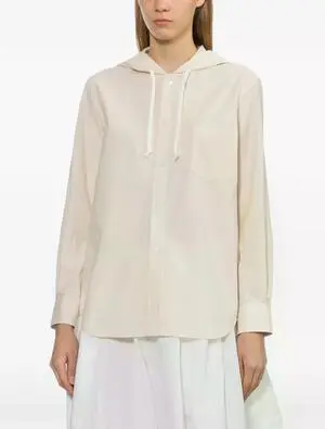 Comme Des Garçons Ecru Drawstring Hood Shirt