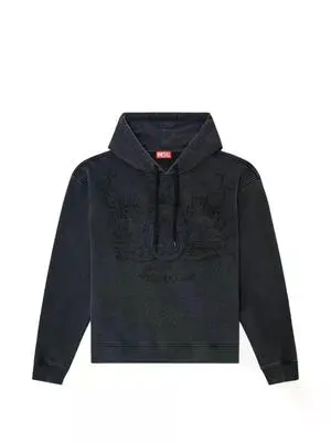 DIESEL® S-norm Rhinestone Embellished Acid-wash Hoodie - Grey