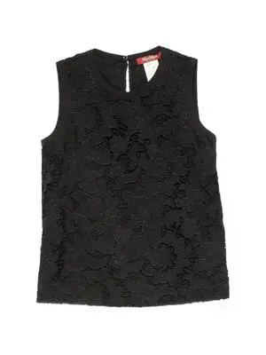 Max Mara Sleeveless Floral Lace Blouse - Black
