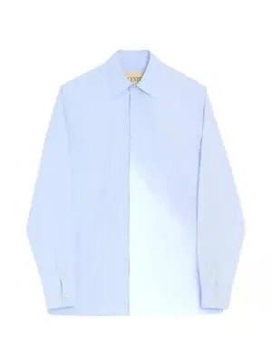 Valentino Garavani Fil A Fil Cotton Shirt With Vlogo Embroidery - Blue