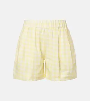 Asceno Gingham Linen And Cotton Shorts - Yellow