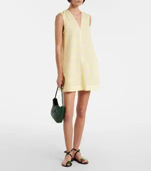 Asceno Gingham Linen And Cotton Mini Dress