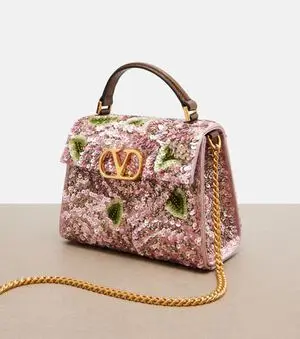 Valentino Garavani Vsling Mini Sequined Top-handle Bag - Pink
