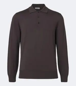 Canali Virgin Wool Polo Sweater - Brown