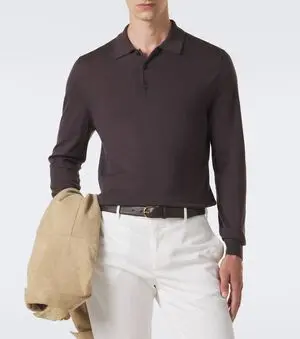 Canali Virgin Wool Polo Sweater - Brown