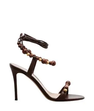 GIANVITO ROSSI Pandawa Beaded Leather Sandals - Brown