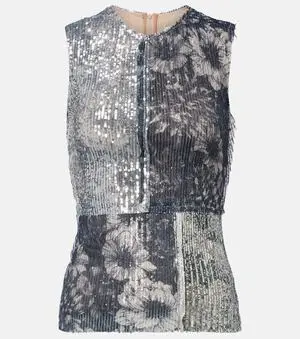 MAISON MARGIELA Maison Margiela Sequined Patchwork Top Silver