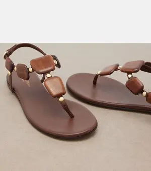 GIANVITO ROSSI Leather Thong Sandals With Wood Embellishment