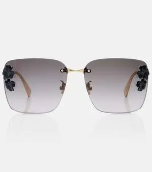 Dior Embellished Square Sunglasses - Gold