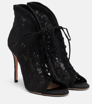 GIANVITO ROSSI Lace-up Suede And Lace Ankle Boots