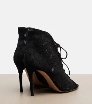 GIANVITO ROSSI Lace-up Suede And Lace Ankle Boots
