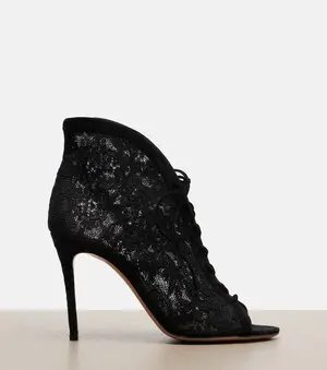 GIANVITO ROSSI Lace-up Suede And Lace Ankle Boots