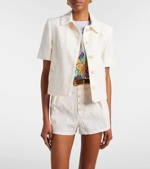 Etro Cotton-blend Jacquard Cropped Jacket