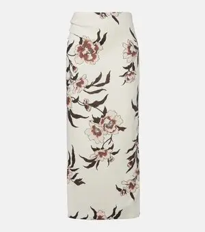 SIR. Floral Linen Maxi Skirt - White