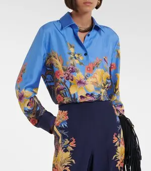 Etro Stmpa F.do Azzurro" Floral Silk Shirt