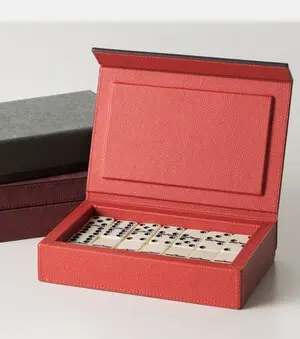 GIOBAGNARA Parma Leather And Walnut Domino Set