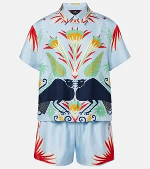 Etro Printed Silk Pajamas - Blue