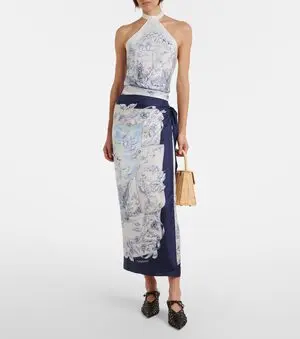 FERRAGAMO Printed Silk Wrap Skirt