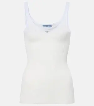 Prada Ribbed-knit Cotton Tank Top - White