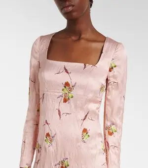 EMILIA WICKSTEAD Renne Floral Satin Midi Dress