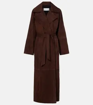 Nour Hammour Suede Wrap Coat - Brown