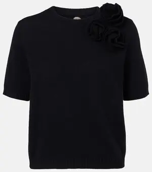 Jardin Des Orangers Floral Appliqué Wool And Cashmere Sweater - Black