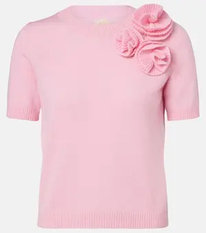 Jardin Des Orangers Floral Appliqué Wool And Cashmere Sweater - Pink