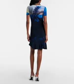 Rabanne Printed Ruffled Minidress - Blue