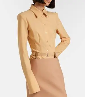 MUGLER Pleated Shirt - Beige
