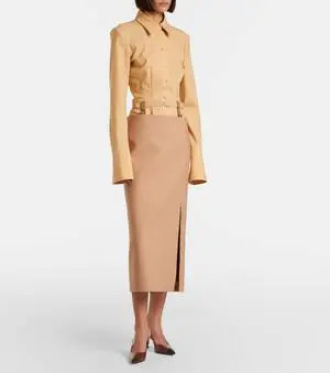 MUGLER Pleated Shirt - Beige