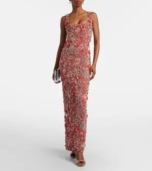 Rachel Gilbert Francesca Embellished Floral Gown