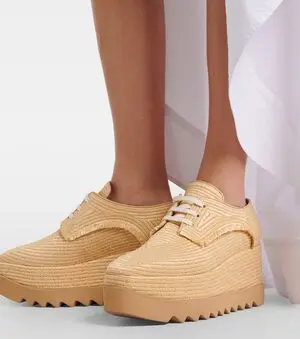Stella McCartney Elyse Woven Platform Lace-up Shoes - Beige