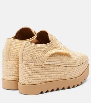 Stella McCartney Elyse Woven Platform Lace-up Shoes - Beige