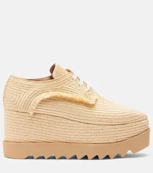 Stella McCartney Elyse Woven Platform Lace-up Shoes - Beige